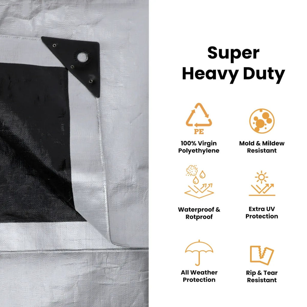 30’ x 50’ Super Heavy Duty Poly Tarp - Black & Silver