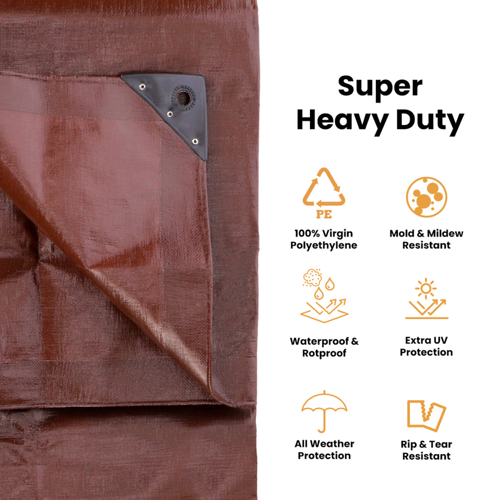 20’ x 20’ Super Heavy Duty Poly Tarp - Black & Silver